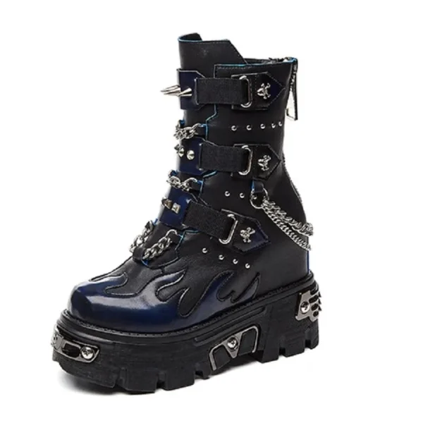 Botas góticas con remaches y cadena metálica - Tienda Gótica