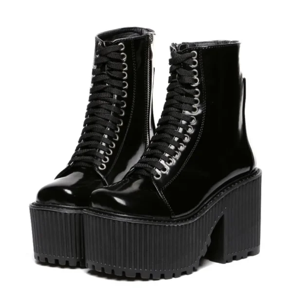 Botas góticas de couro brilhante - Loja Gótica