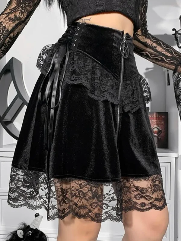 Gothic Rock aus Samt mit Reißverschluss - Gothic Shop