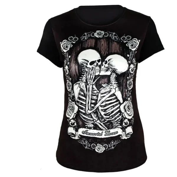 Gothic T Shirt Floral Pattern - Gothic Shop