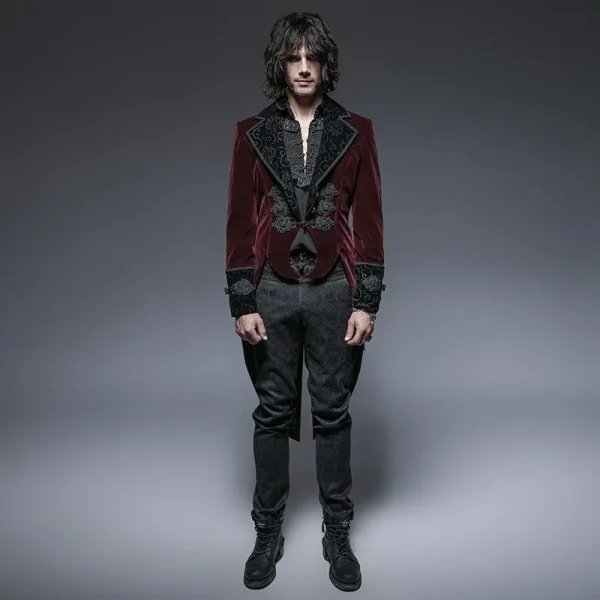 Gothic jacket made of dark red velvet - Gothic Shop