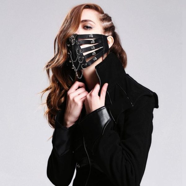 Women's face mask with gothic skull and rivets - Gothic Shop