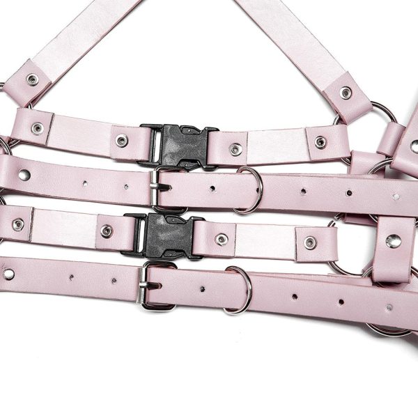 Women's faux leather body harness with wings in pastel gothic style ...