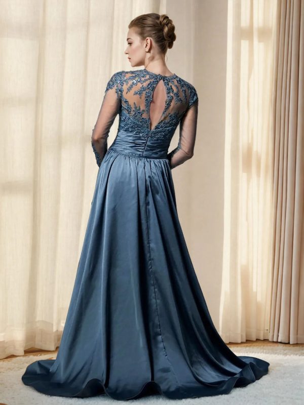 Elegant gothic evening dress made of satin with sequins - Gothic Shop