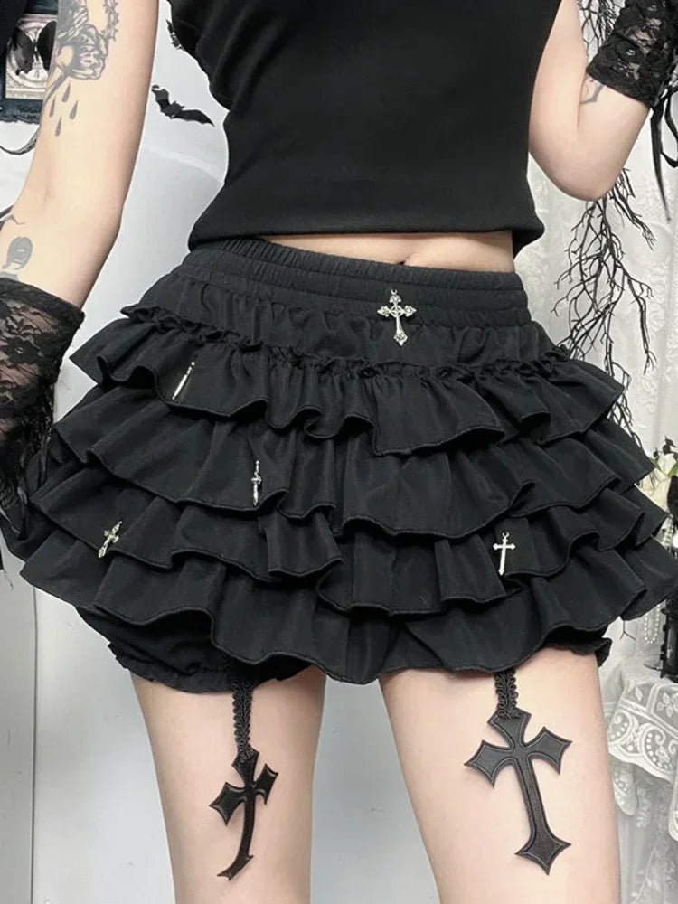 Gothic Vintage Cake Shorts Women Y2k Punk Aesthetic Style - Gothic Shop
